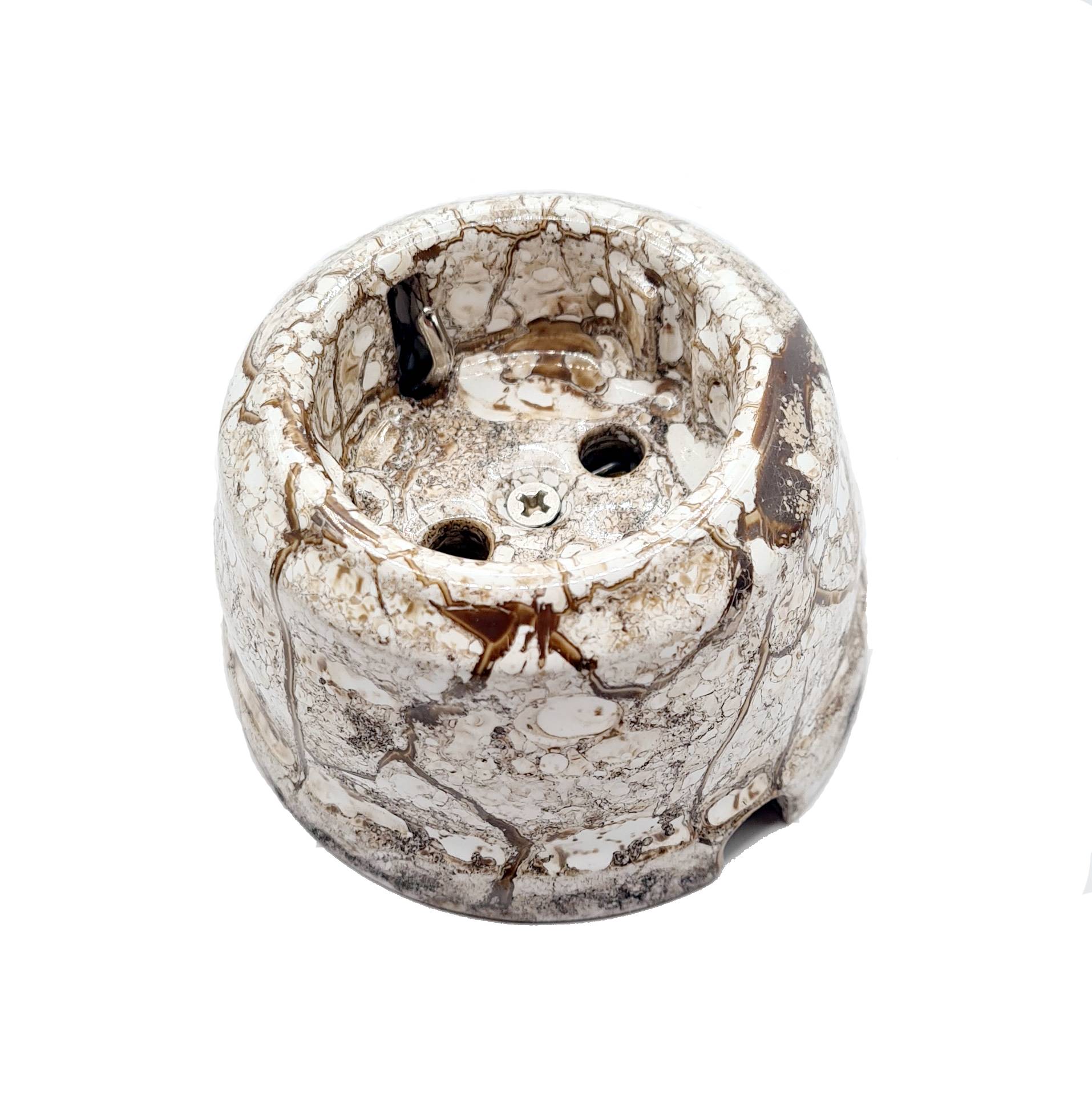 Porcelāna rozete. v/a ar zemējumu. ∅70 x 45mm. 16A - 250V. marmora ...