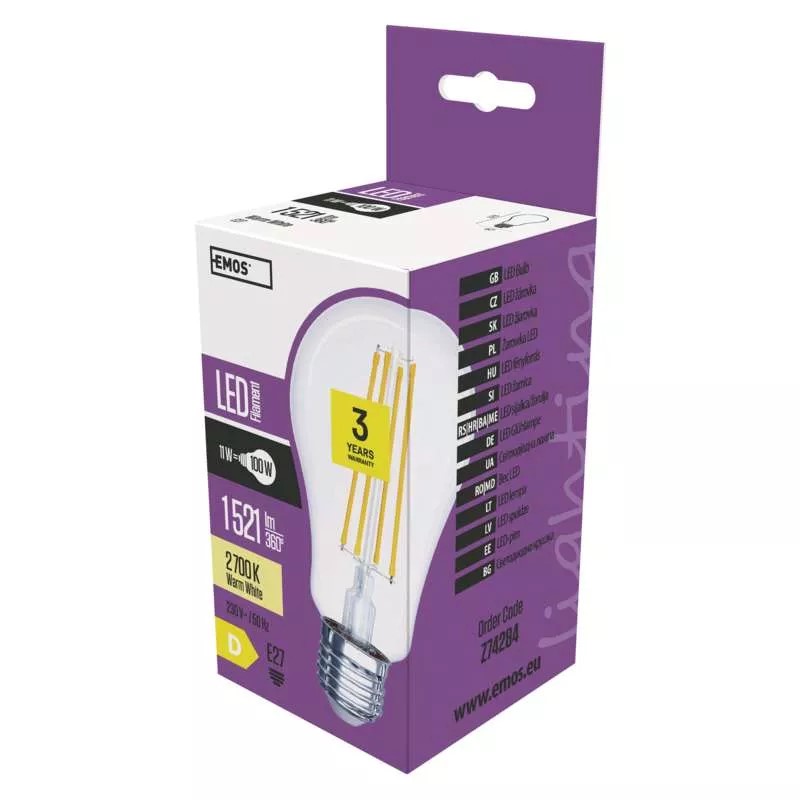 LED spuldze A67 11W(100W) 1521lm 2700K FLM caurspīdīga E27 230V ...