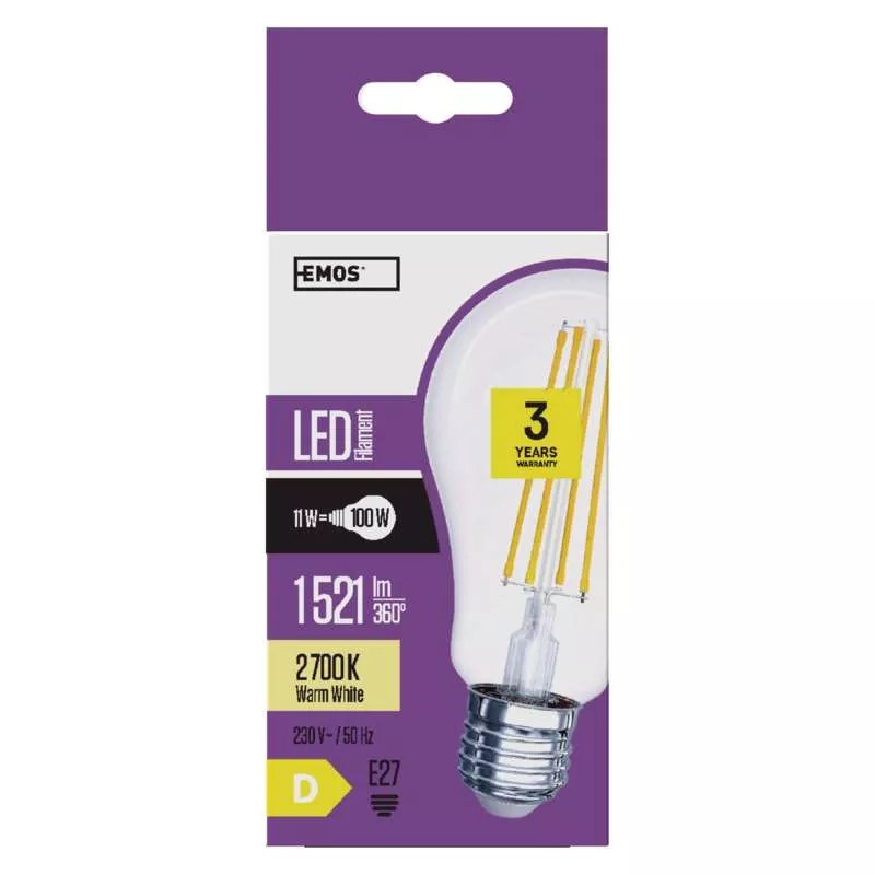 LED spuldze A67 11W(100W) 1521lm 2700K FLM caurspīdīga E27 230V ...