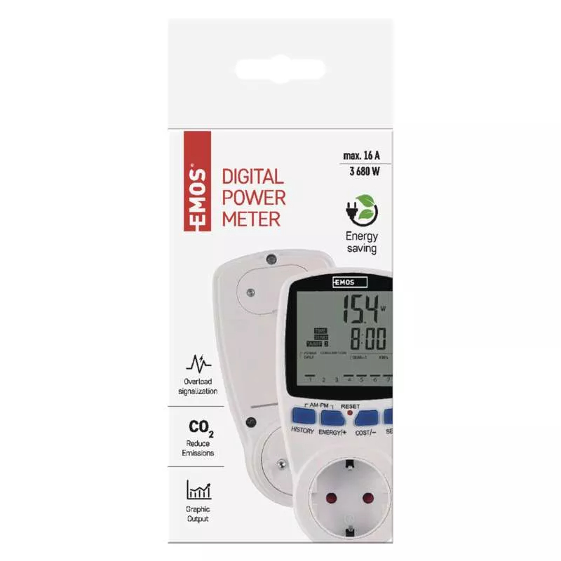 Wattmeter - energy consumption meter P5822 3680W/16A 230V EMOS - BPG