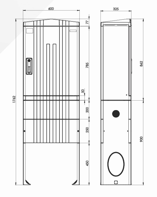 Sadales skapis ar pamatni kompozīta (stiklšķiedras) 600x1770x325mm -40 ...